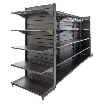 China Factory Custom Size Color metal gondola shelving conveni store shelf black super markat racks for sale