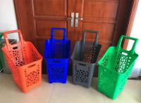 China Multipurpose Supermarket Shopping Basket Drawstring Pulley Plastic Shopping Basket for sale