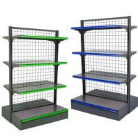 China supermarket shelves Steel wood shelves retail display gondola shelving/rack for shop for sale