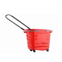 China Supermarket Shopping Basket Plastic Folding Wheels for sale
