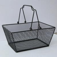 China Black Cosmetics Storage Baskets Iron Wire Mesh Shopping Basket for sale