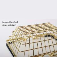China Portable Cute Storage Basket Mini Metal Gold Shopping Basket with Handles for sale