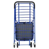 China Portable Steel Blue Shopping Cart Wagon Shopping Basket with Accessory Basket for sale