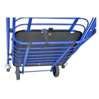 China Portable Steel Blue Shopping Cart Wagon Shopping Basket with Accessory Basket for sale