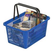 China Factory Custom plastic blue supermarket shopping basket retail shopping basket for sale