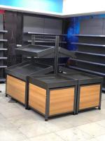 China Supermarket Plastic Metal Steel Wooden Fruit and Vegetable Display Stands Rack Shelf Counter for sale