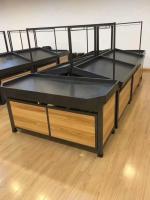 China Supermarket Plastic Metal Steel Wooden Fruit and Vegetable Display Stands Rack Shelf Counter for sale