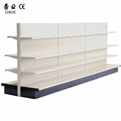 China Factory Customized Color Size Double Sided Gondola Shelving Units Gandola Rack Retail Shelving White for sale