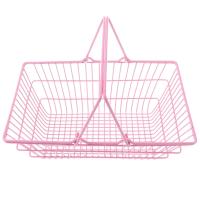 China Nail Polishes Pink Shopping Baskets Stainless Steel Mini For Retail Stores for sale