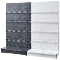 China Eupo Style Display Gondola Supermarket Shelf High Quality Fashion Black Metallic Duty Steel Store Rack for sale