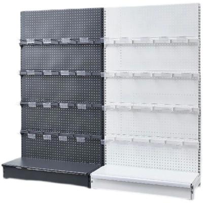 China Eupo Style Display Gondola Supermarket Shelf High Quality Fashion Black Metallic Duty Steel Store Rack for sale