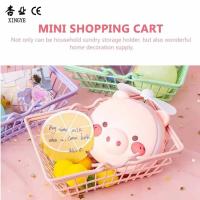 China Mini Pink Shopping Baskets Cute Metal Customized Size Shopping Cart for sale