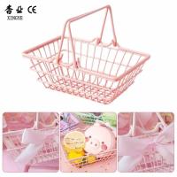China Mini Pink Shopping Baskets Cute Metal Customized Size Shopping Cart for sale