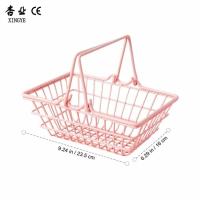 China Mini Pink Shopping Baskets Cute Metal Customized Size Shopping Cart for sale