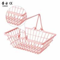 China Mini Pink Shopping Baskets Cute Metal Customized Size Shopping Cart for sale