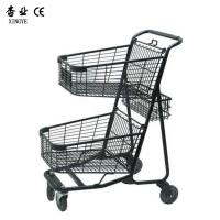 China Double Basket Wire Shopping Cart Metal Black Customized Colors for sale