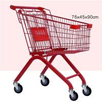 China Heavy Duty Supermarket Accessories Metal Pink Shopping Trolley Cart Collapsible for sale