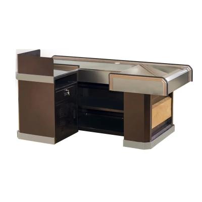 China Wholesale Grocery Store Cashier Table Supermarket Checkout Counter with Display for sale