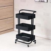 China Snacks Carts Supermarket Accessories 3 Tier Rolling Utility Cart Coffee Bar Trolley for sale