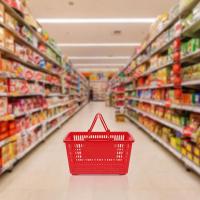 China Plastic Red Supermarket Accessories Shopping Hand Basket Customzied for sale
