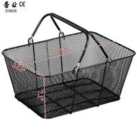 China Black Supermarket Shopping Basket Custom Logo Steel Hand Basket for sale