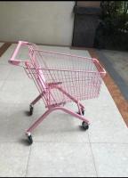 China Pink Shopping Trolley Cart Single Layer Double Layer Shopping Cart for sale