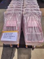 China Pink Shopping Trolley Cart Single Layer Double Layer Shopping Cart for sale