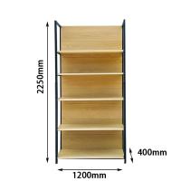 China Wood Grain Supermarket Gondola Shelf Heavy Duty Cold-rolled Steel Goods Display for sale