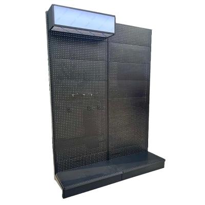 China Factory custom color size metal hole back board display shelf supermarket shelves rack for shop for sale