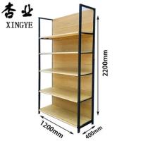 China Cold Rolled Steel Q235 Wood Grain Shelves Single Side Supermarket Shelves for sale
