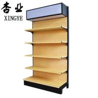 China Suitable Price Single Side Supermarket Shelves Wood Grain Shelves Factory Outlet for sale