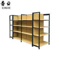 China New Style Factory Wholesale Wood Grain Shelves Supermarket Rack Cold Rolled Steel for sale