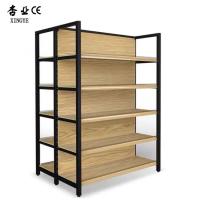 China Factory customized color size wood grain shelf supermarket display shelving miniso supermarket shelving for sale