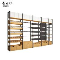 China Factory Customized Color Size Combined Supermarket Shelving Supermarket Modern Display Shelf Wood Pattern Supermarket Shelves for sale