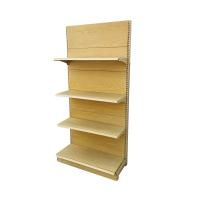 China Heavy Duty Wood Gondola Shelving Single Sided Supermarket Rack for sale