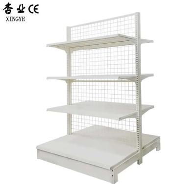 China Factory New Design heavy duty gondola shelving white mesh supermarket gondola racks for sale