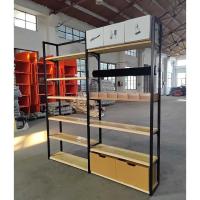 China Customized Color Wood Gondola Shelving Metal Heavy Duty For Retail Store for sale