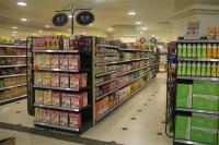China Customized Color Wood Gondola Shelving Metal Heavy Duty For Retail Store for sale
