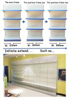 China 2023 Hot Selling Design Supermarket Gondola Metal Display Rack White Supermarket Shelf Equipment with Shop Design for sale