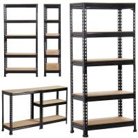 China Customized Wood Gondola Shelving Metal Heavy Duty Wood Grain Shelf for sale