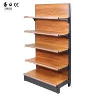 China Metal Wood Grain Shelves Heavy Duty 1-7 Layers For Retail Store for sale