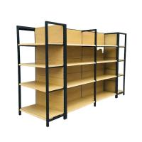 China Supermarket Wood Grain Shelving Shop Convenience Store Display Stand for sale