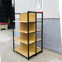 China Supermarket Wood Grain Shelving Shop Convenience Store Display Stand for sale