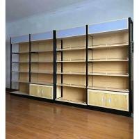 China Supermarket Wood Grain Shelving Shop Convenience Store Display Stand for sale