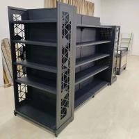 China Factory Custom Size Color black rack shelf supermarket gondola double shelf for sale
