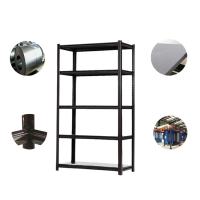 China Light Duty Angle Steel Rack 4 Layer Boltless Shelf Black Storage Rack for sale