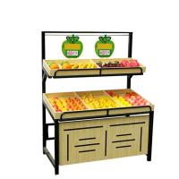 China Supermarket Fruit And Vegetables Shelves Wood And Cold Rolled Steel for sale
