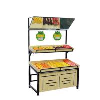 China Supermarket Fruit And Vegetables Shelves Wood And Cold Rolled Steel for sale