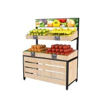 China Steel Wood Fruit And Vegetables Shelves Heavy Duty Display Rack for sale