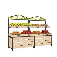 China Steel Wood Fruit And Vegetables Shelves Heavy Duty Display Rack for sale